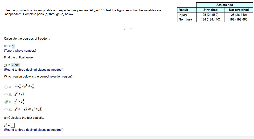Solved Use the provided contingency table and expected | Chegg.com