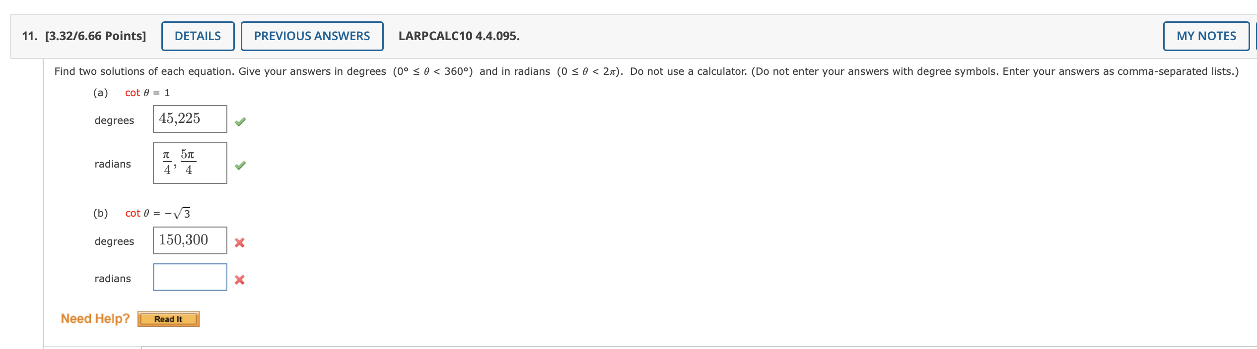 Solved 11. [3.32/6.66 Points] DETAILS PREVIOUS ANSWERS | Chegg.com