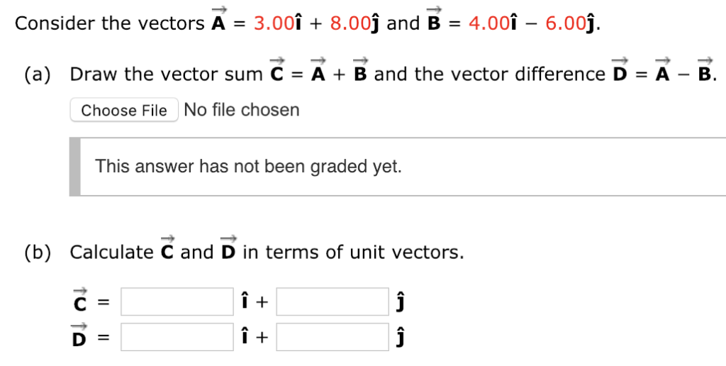 Solved Consider the vectors A 3.00i 8.00j and B 4.00i - | Chegg.com