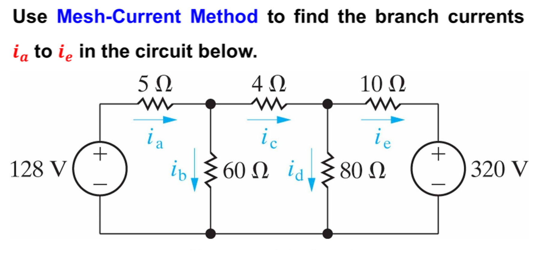Solved Use Mesh-Current Method to find the branch currents | Chegg.com
