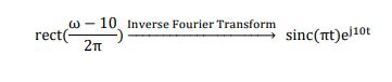 Solved ω-10 2π Inverse Fourier Transform sinc(t)e 10t rect( | Chegg.com