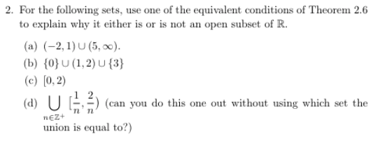 Solved 2. For the following sets, use one of the equivalent | Chegg.com