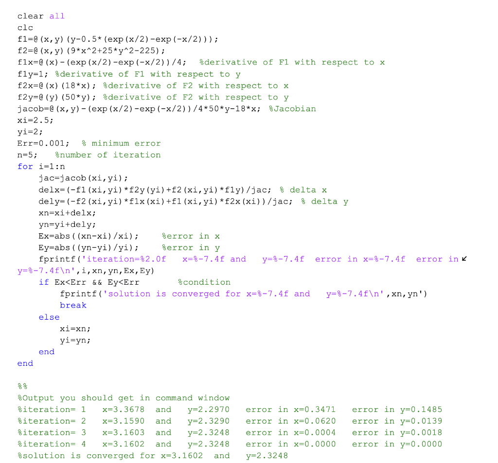 Solved 2. (20 points) Solution of system of eqns. (No code | Chegg.com