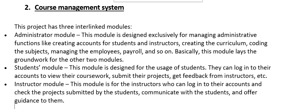 Solved 2. Course Management System This Project Has Three 