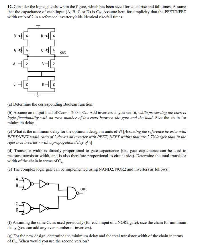 Solved 12. Consider the logic gate shown in the figure, | Chegg.com