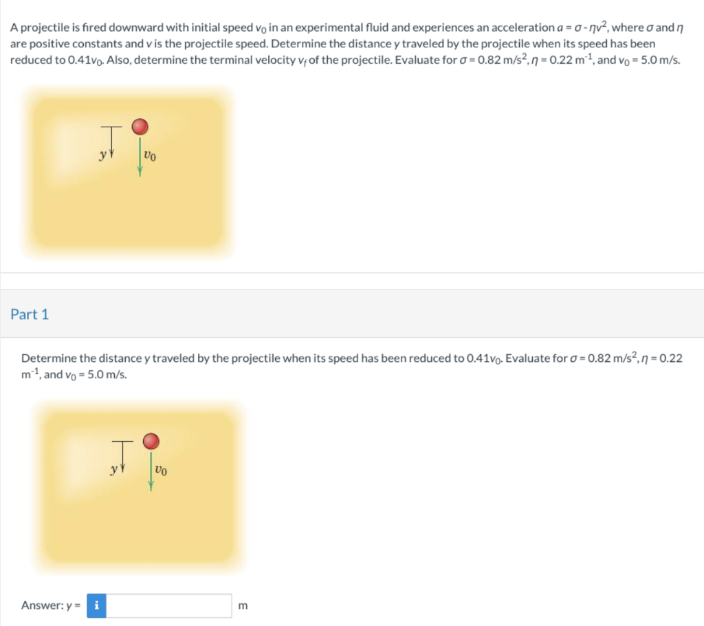 Solved A projectile is fired downward with initial speed v0 | Chegg.com
