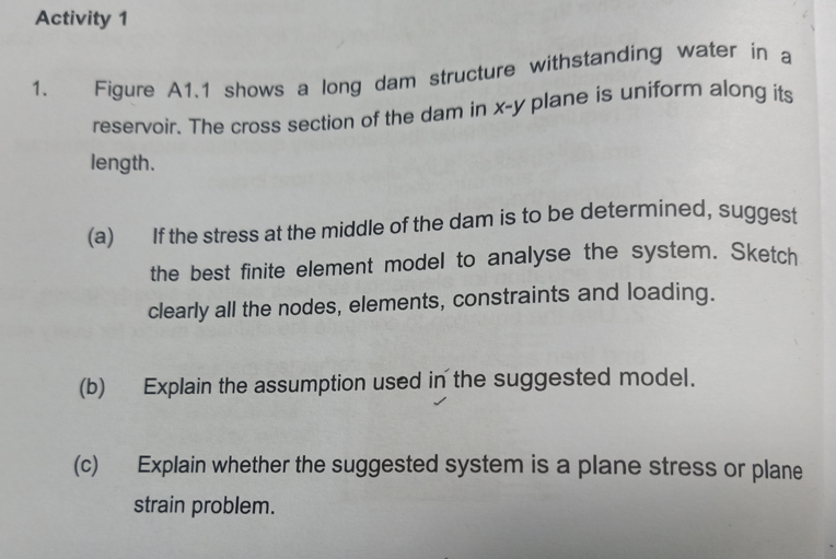 1. Figure A1.1 shows a long dam structure | Chegg.com