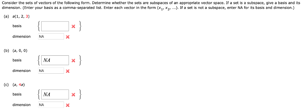 Solved Consider the sets of vectors of the following form. | Chegg.com