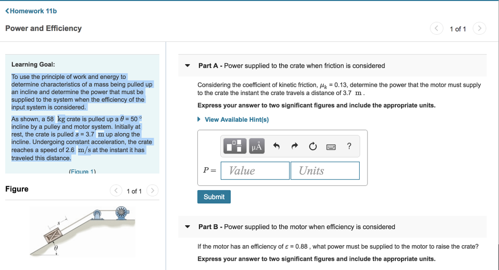Solved Homework 11b Power and Efficiency 1 of 1> Learning | Chegg.com