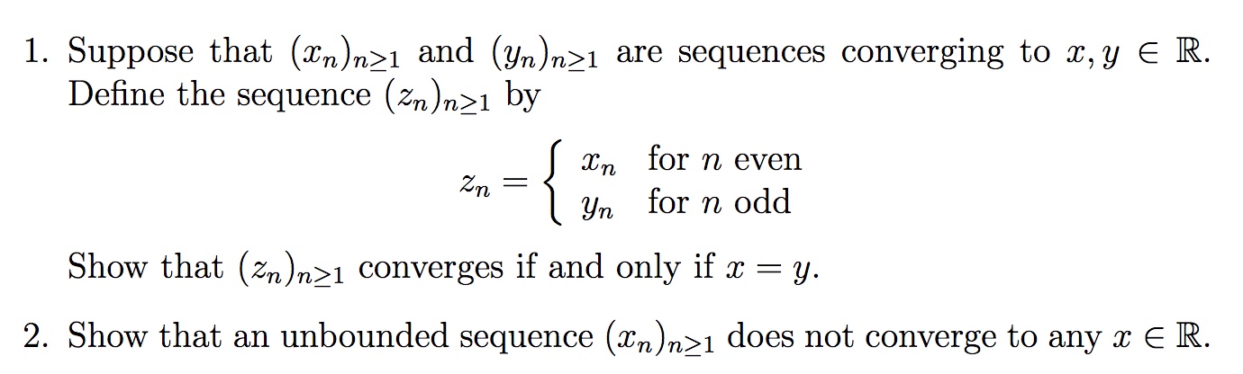 Solved 1. Suppose that (xn)n≥1 and (yn)n≥1 are sequences | Chegg.com