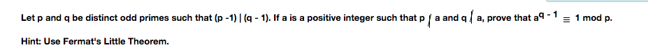 Solved = 1 mod p. Let p and q be distinct odd primes such | Chegg.com