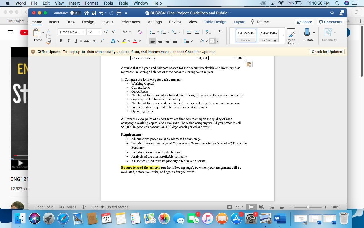 Solved Word File Edit View Insert Format Tools Table Window | Chegg.com