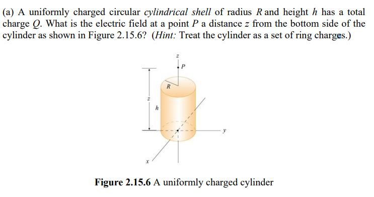 Solved (a) A uniformly charged circular cylindrical shell of | Chegg.com