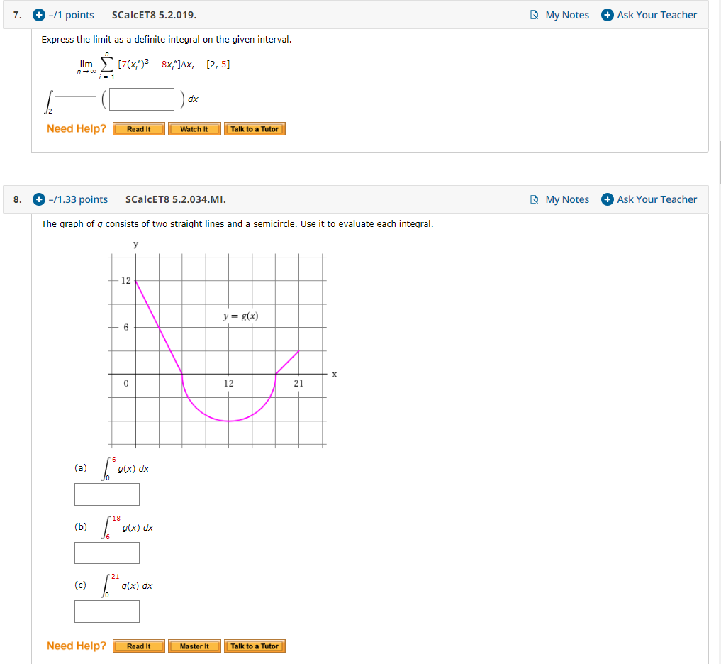 Solved 9. 0/1 points Previous Answers CalcET8 5.2.045.MI. | Chegg.com