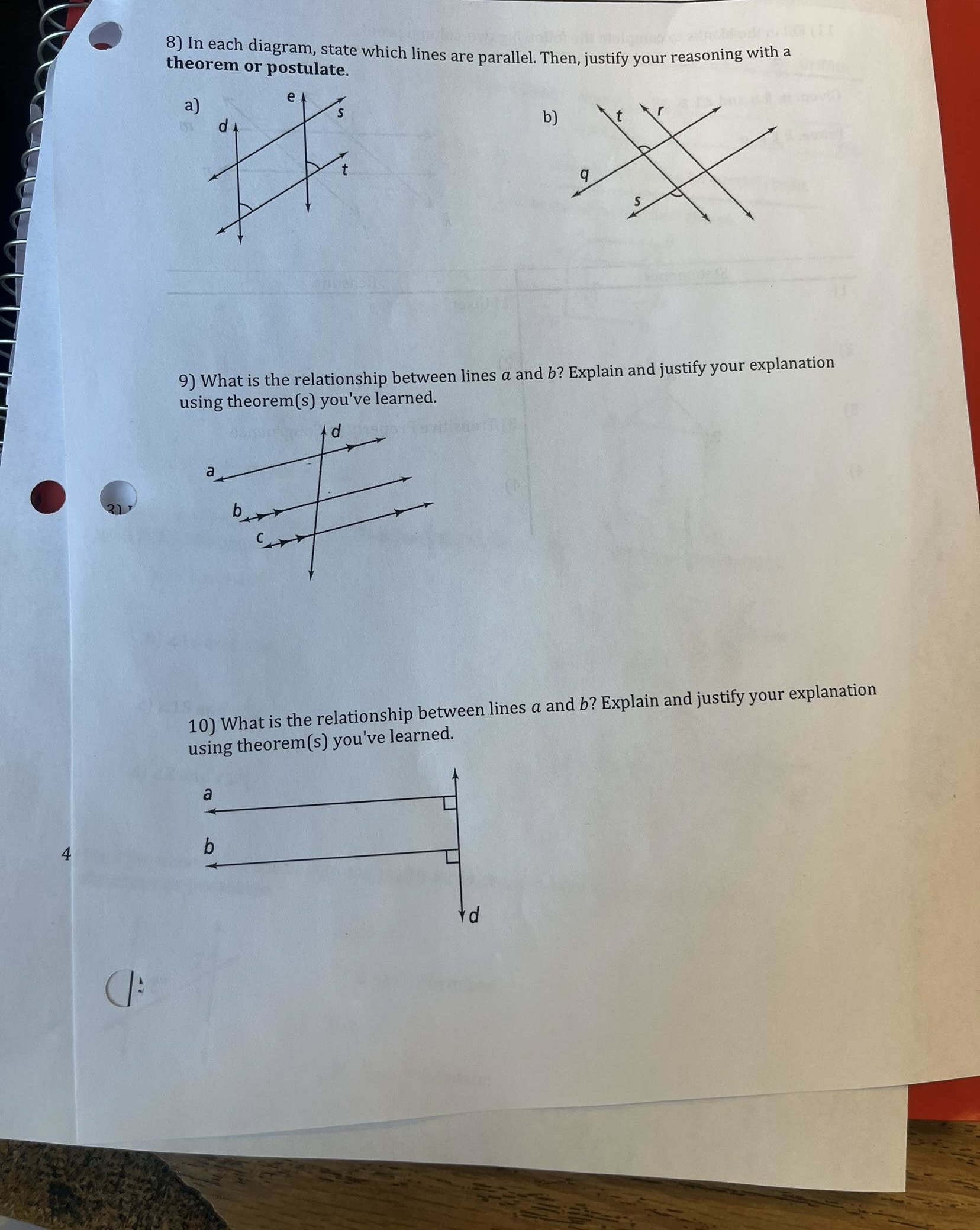 Solved In each diagram, state which lines are parallel. | Chegg.com