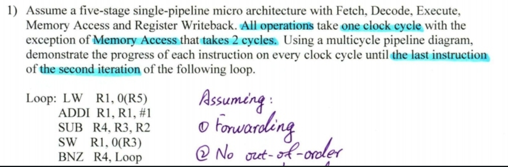 Solved 1) Assume a five-stage single-pipeline micro | Chegg.com