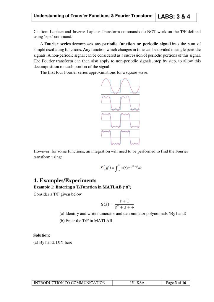 Understanding of Transfer Functions & Fourier | Chegg.com