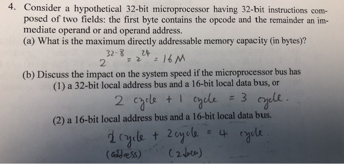 Solved 4 Consider A Hypothetical 32 Bit Microprocessor 