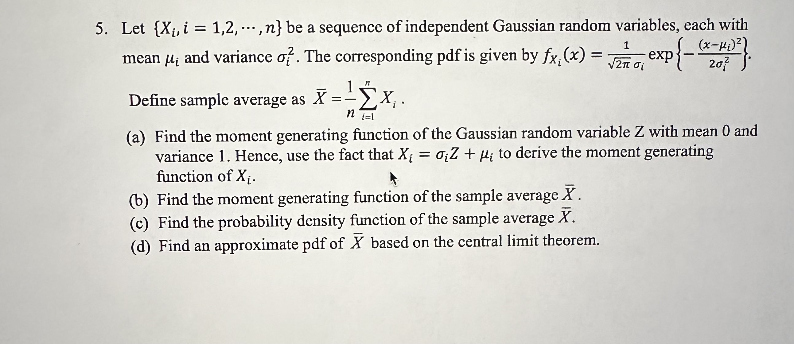Solved Let {xi,i=1,2,cdots,n} ﻿be a sequence of independent | Chegg.com