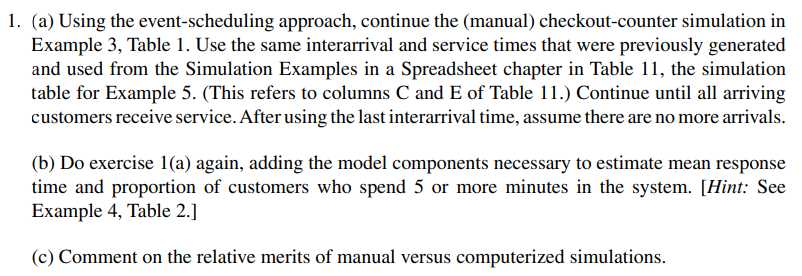 Solved Table 1 Simulation Table for Checkout Counter | Chegg.com