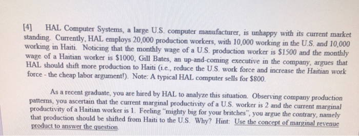 Solved 14] HAL Computer Systems, a large U.S. computer | Chegg.com
