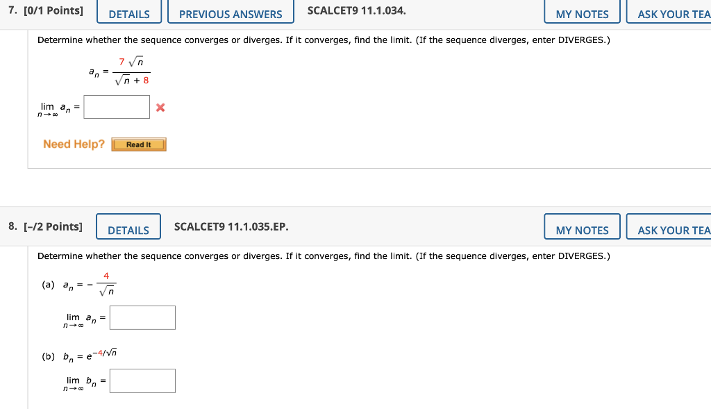Solved 7. [0/1 Points] DETAILS PREVIOUS ANSWERS SCALCET9 | Chegg.com