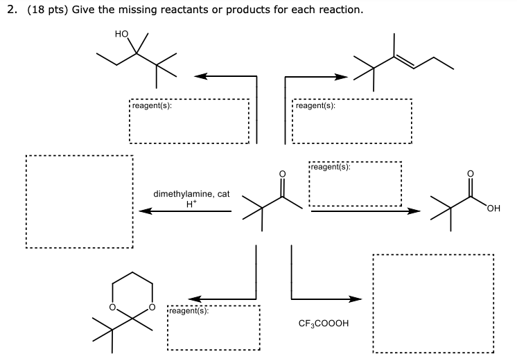 Solved 2. (18 pts) Give the missing reactants or products | Chegg.com