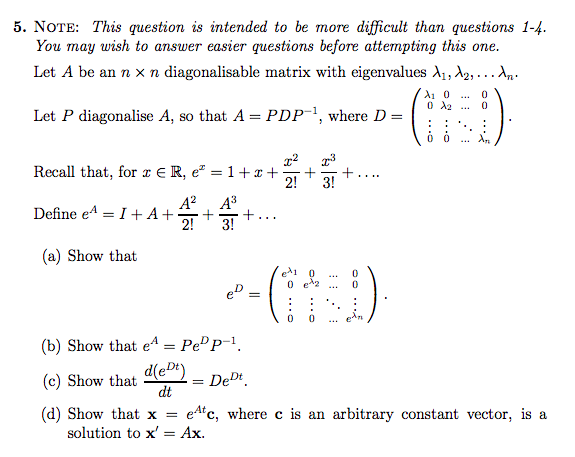 Solved Let A be an n × n diagonalisable matrix with | Chegg.com
