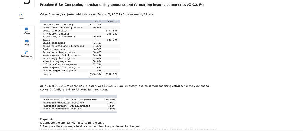 Solved Problem 5-3A Computing merchandising amounts and | Chegg.com Solved Problem 5-3A Computing merchandising amounts and | Chegg.com