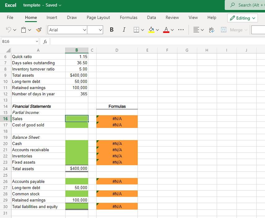 Solved TOGO Excel Online Structured Activity: Balance Sheet | Chegg.com
