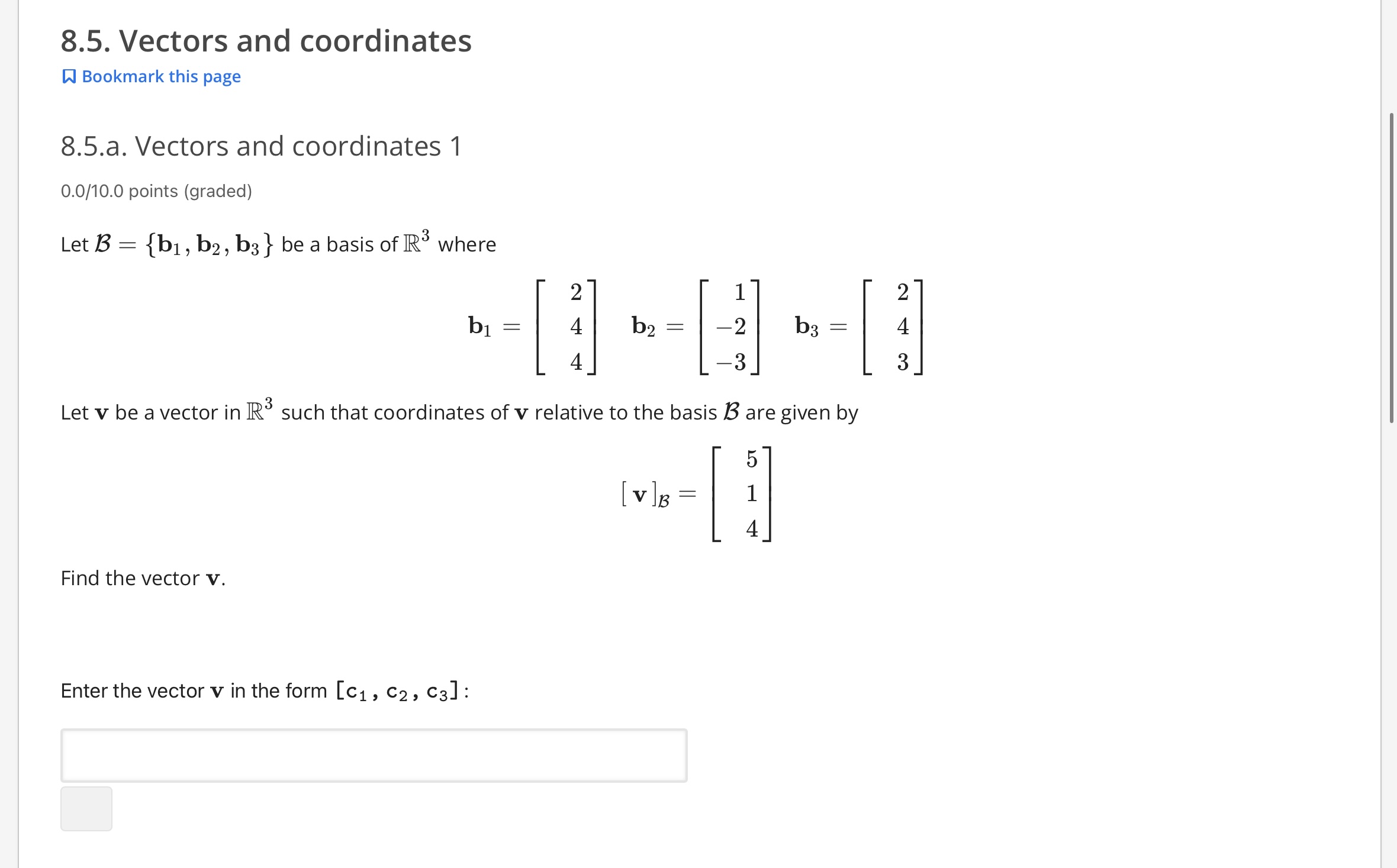 Solved 8.5. Vectors and coordinates ద Bookmark this page | Chegg.com