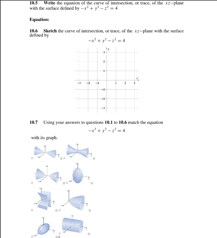 Solved 10.5 Write the equation of the curve of intersection, | Chegg.com