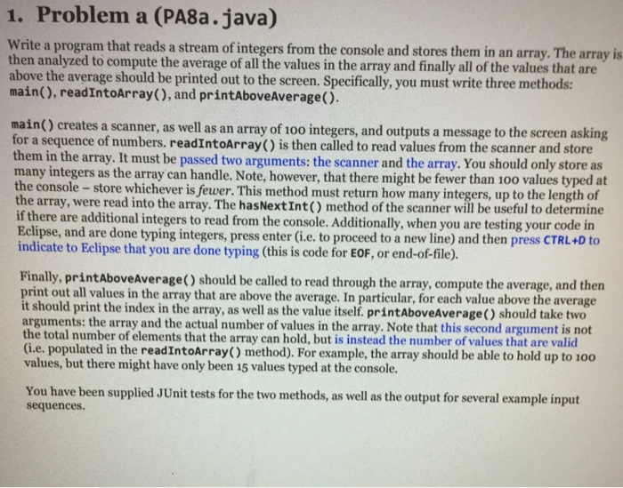 Solved Problem a (PA8a.java) Write a program that reads a | Chegg.com