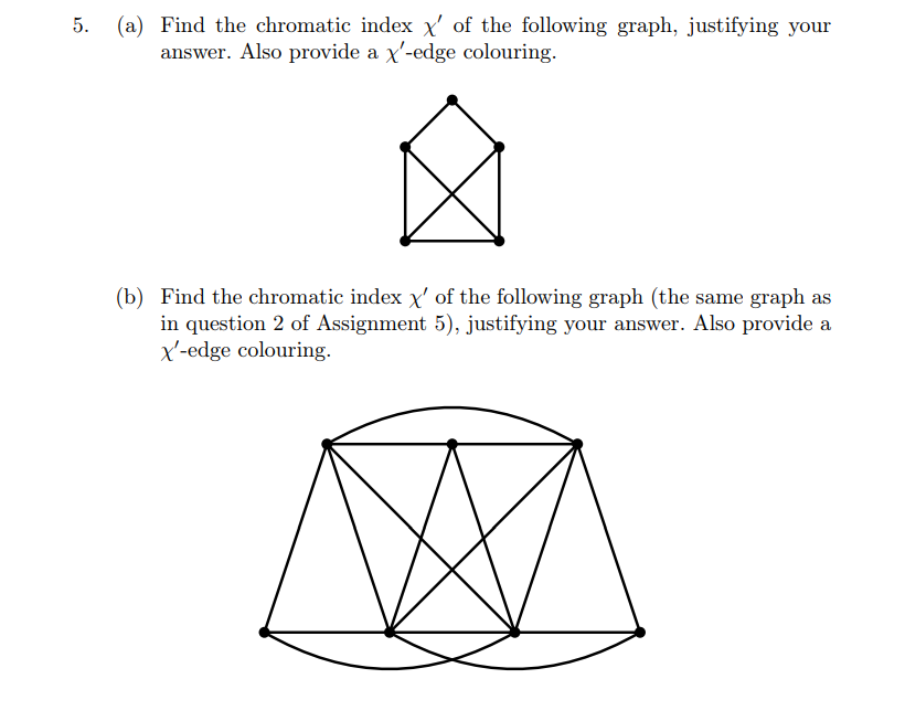 Solved 5. (a) Find the chromatic index x of the following | Chegg.com