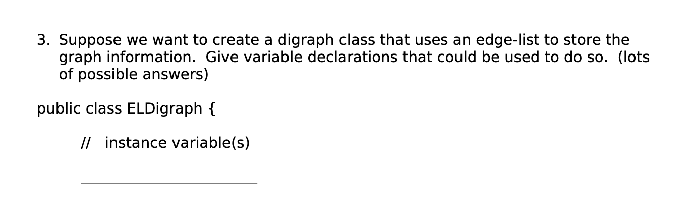 3. Suppose we want to create a digraph class that | Chegg.com