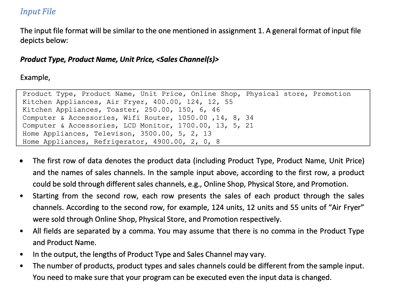 Solved Input File The input file format will be similar to | Chegg.com