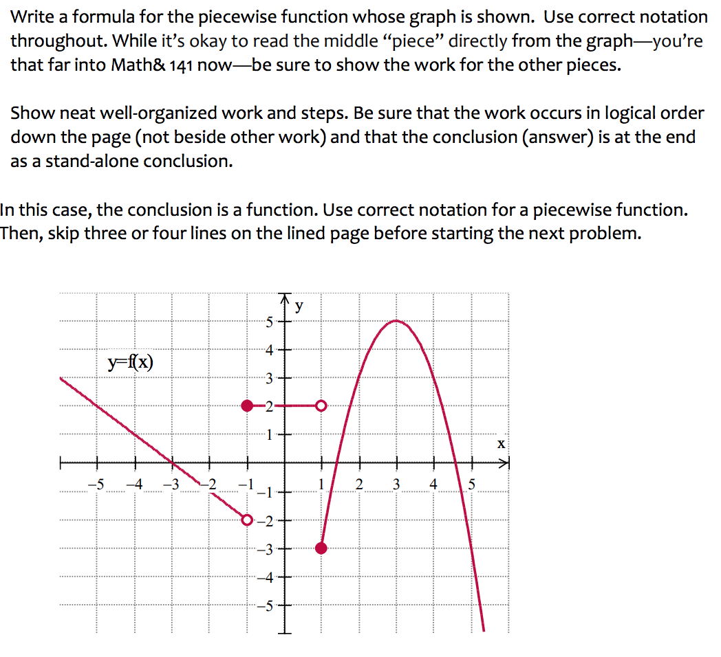 Solved Write a formula for the piecewise function whose | Chegg.com
