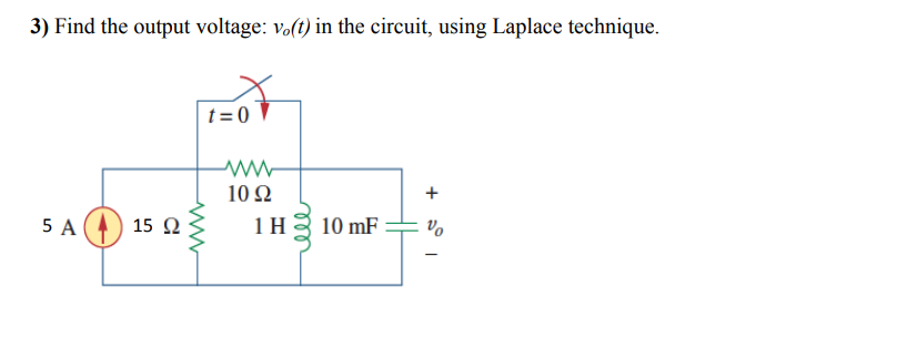 Solved 3) Find the output voltage: vo(t) in the circuit, | Chegg.com