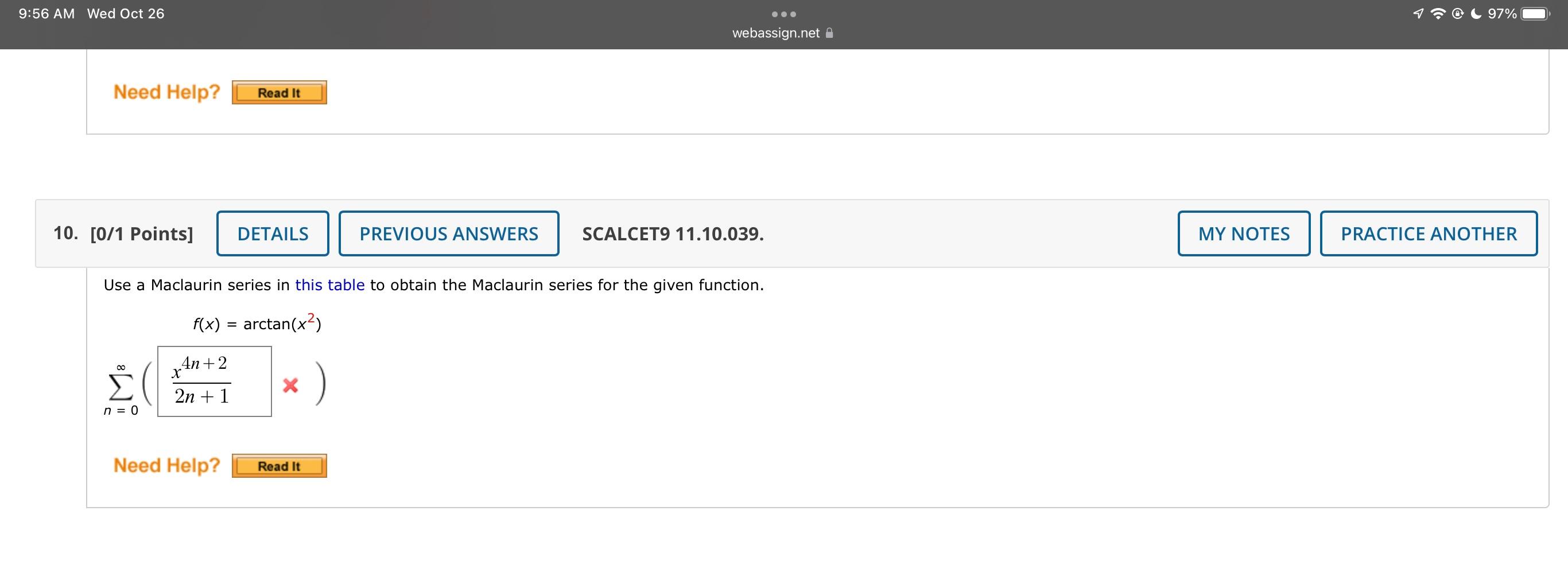 Solved f(x)=arctan(x2)∑n=0∞(2n+1x4n+2) | Chegg.com