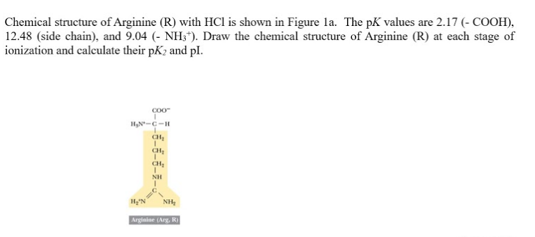 Solved Chemical structure of Arginine (R) with HCl is shown | Chegg.com