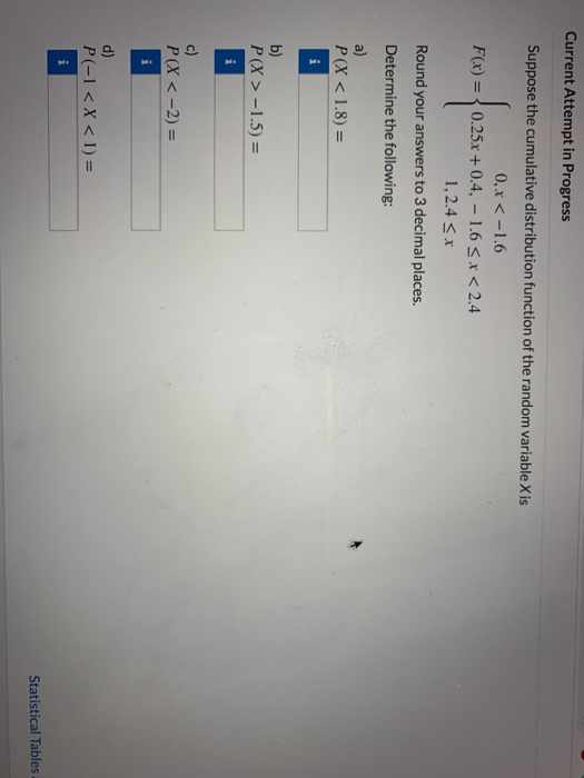 Solved Current Attempt in Progress Suppose the cumulative | Chegg.com