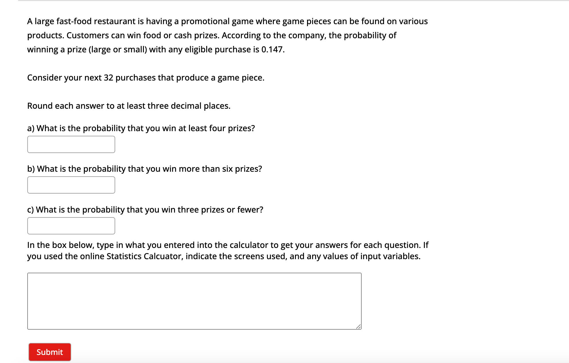 Solved A large fast-food restaurant is having a promotional | Chegg.com