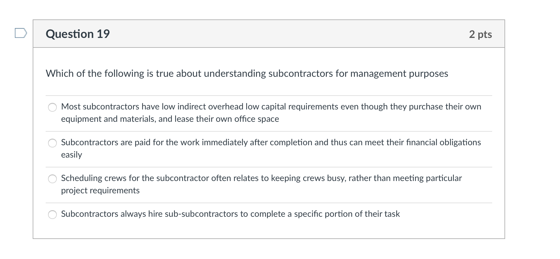 Solved Question 16 2 pts The date of substantial completion | Chegg.com