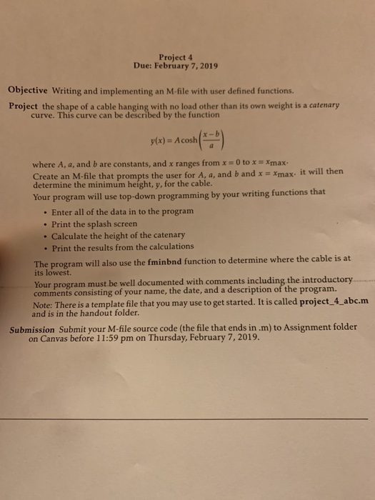 Solved Project 4 Due: February 7, 2019 Objective Writing and | Chegg.com