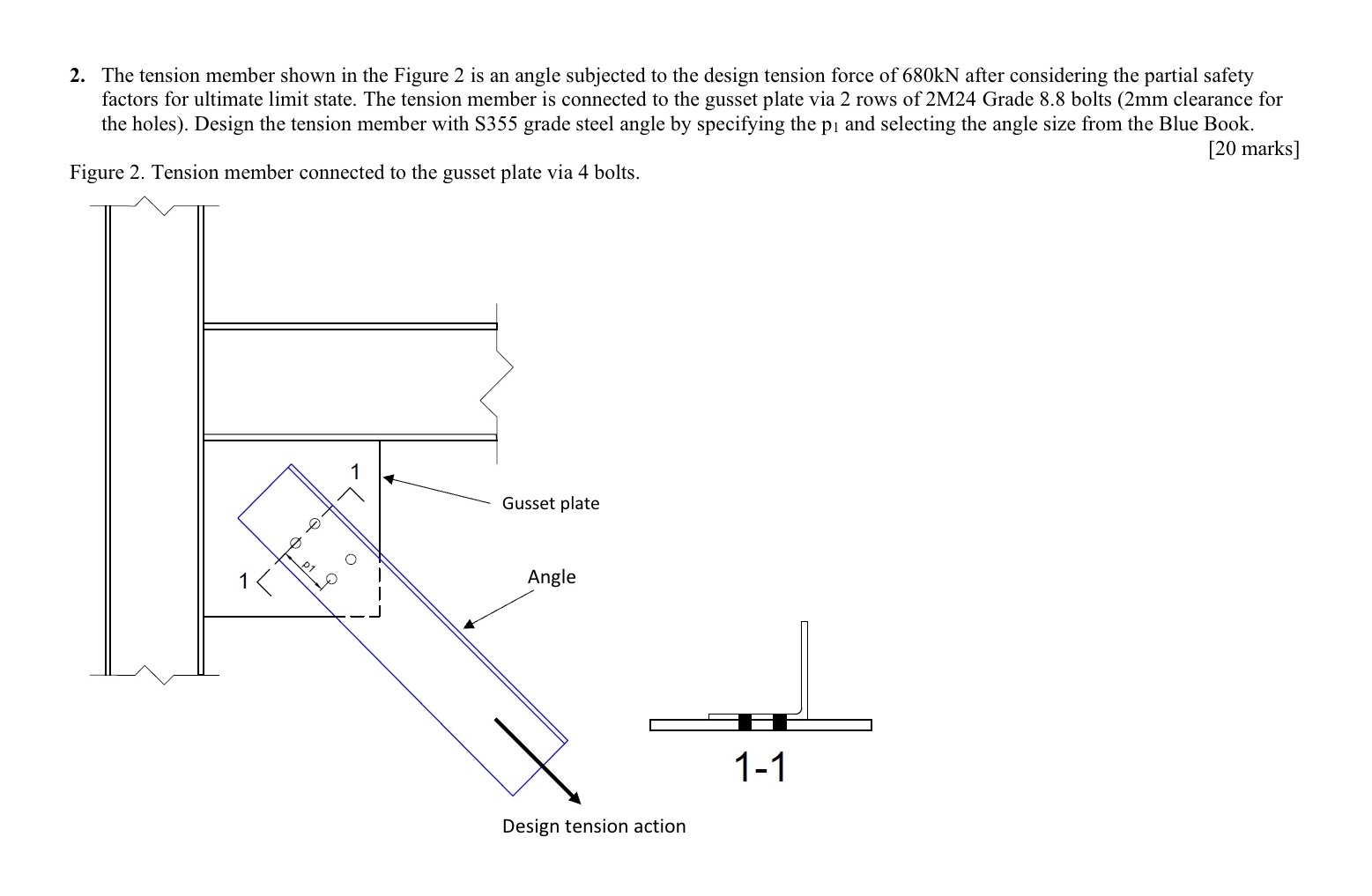 Solved 2. ﻿The tension member shown in the Figure 2 ﻿is an | Chegg.com