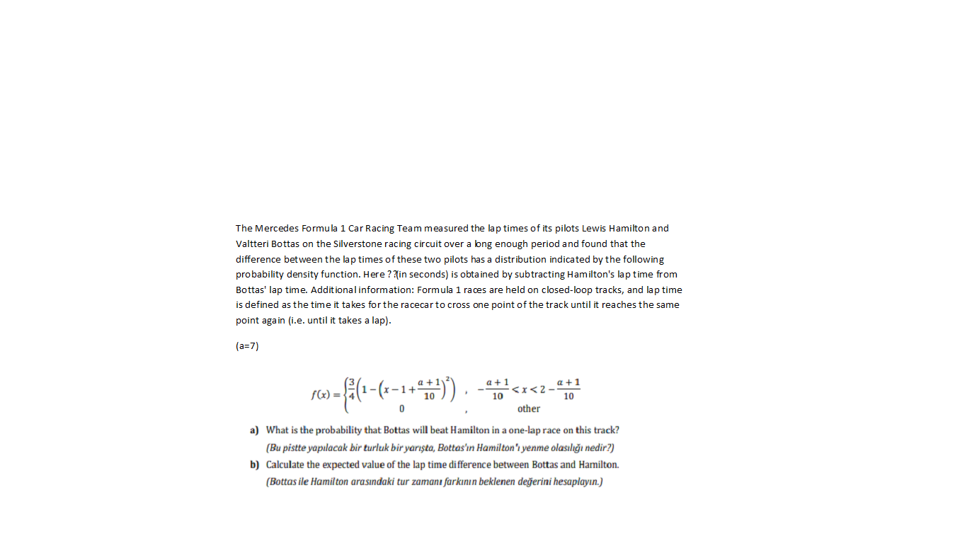 Solved The Mercedes Formula 1 Car Racing Team measured the | Chegg.com