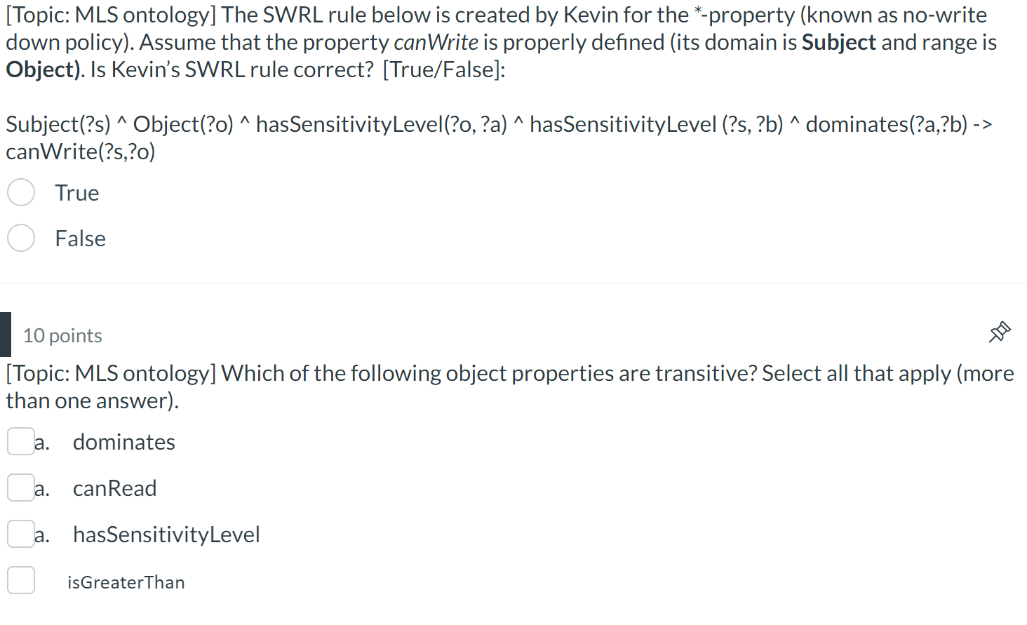 Solved [Topic: MLS ontology] The SWRL rule below is created | Chegg.com