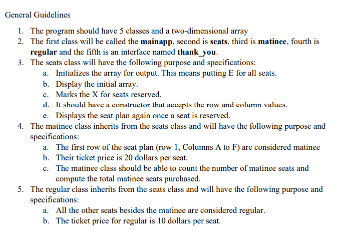 Solved The program is a seat reservation system where users | Chegg.com