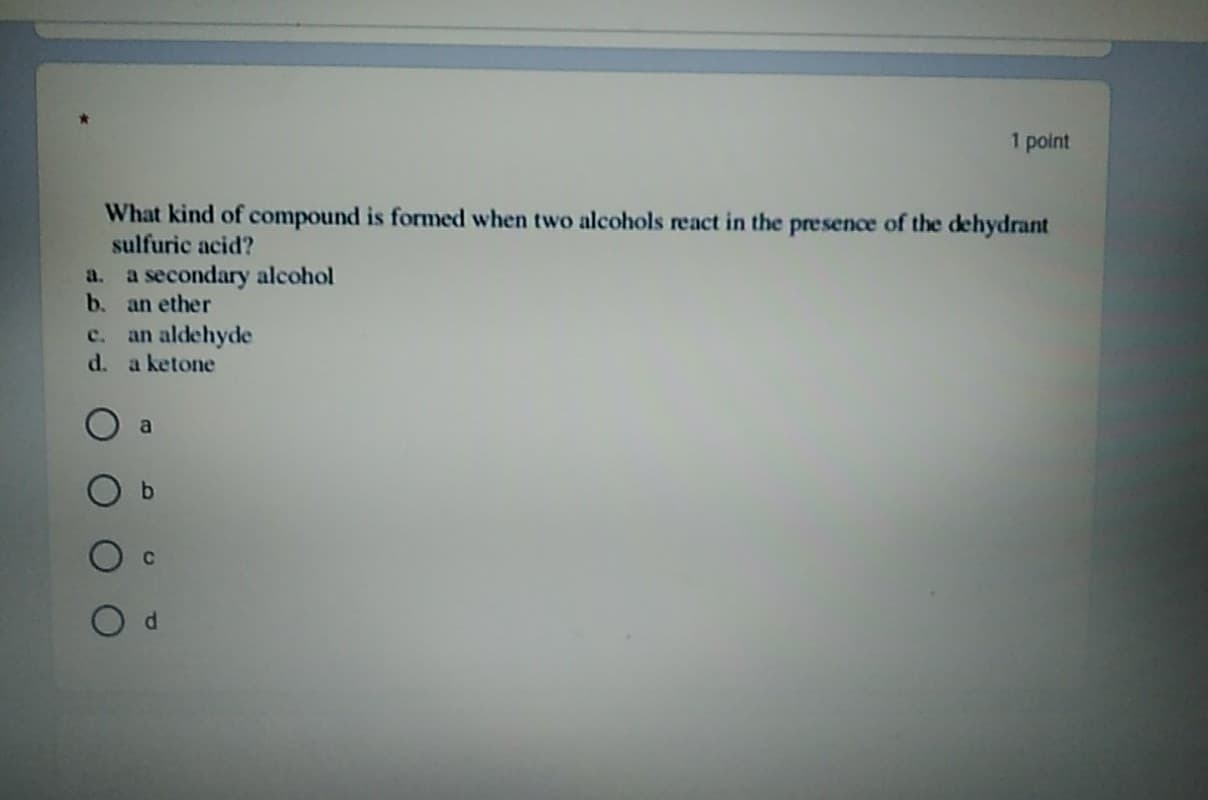 Solved 1 point What kind of compound is formed when two | Chegg.com