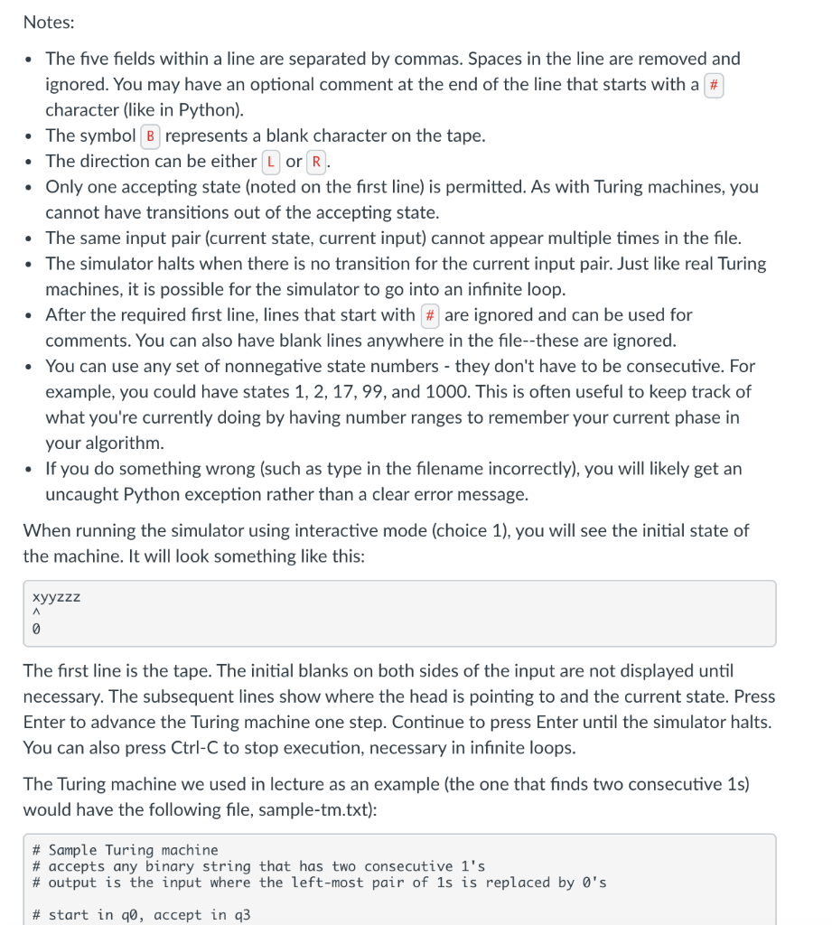 Part 2 - Turing Machines Create Turing machines based | Chegg.com